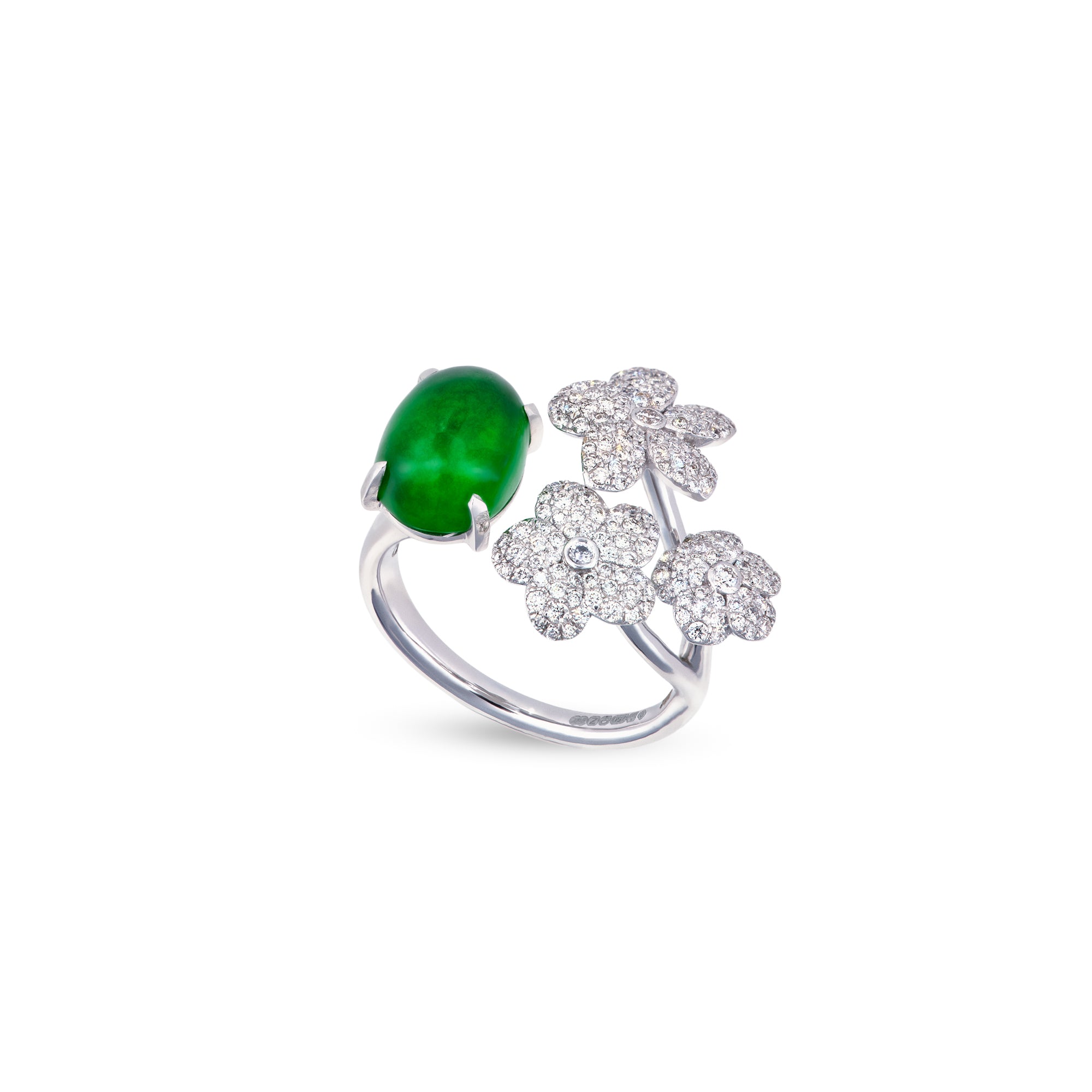 Imperial Jadeite Violet Ring with Pavé Diamonds in 18ct White Gold ...
