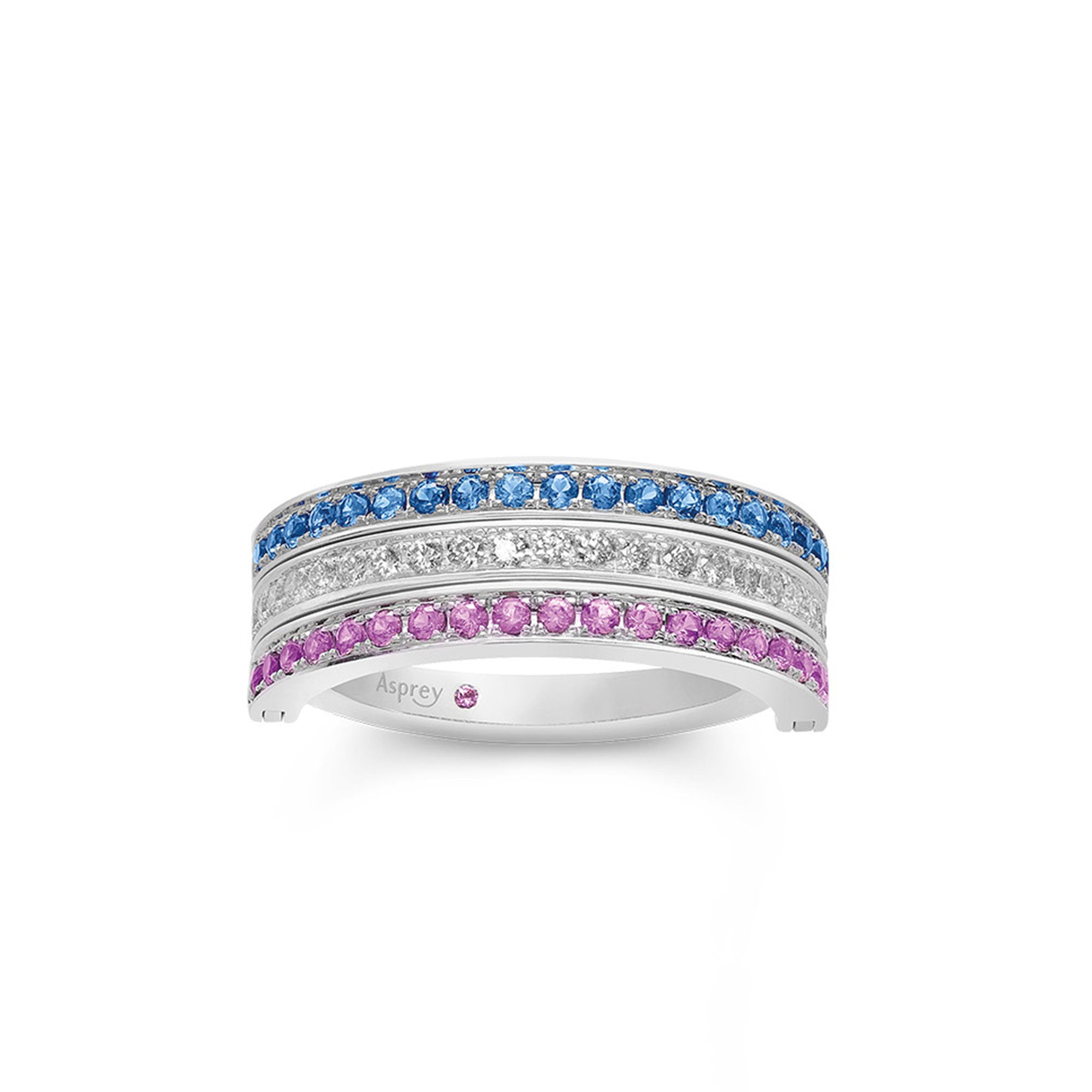 Flip Ring in 18ct White Gold with Sapphires, Diamonds and Rubies ...